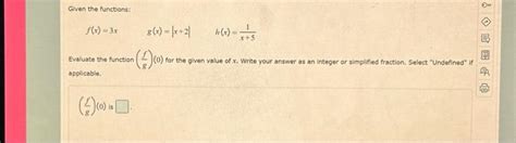 solved given the functions f x 3xg x ∣x 2∣h x x 51