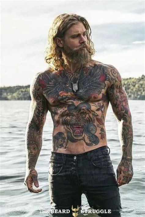 Viking Hot Bearded Men With Tattoos Men With Tattoos And Long Hair