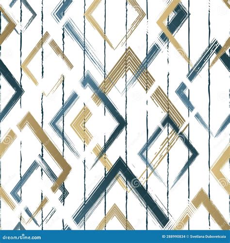 Abstract Rhomb Seamless Pattern Repeating Gold Grunge Backdrop Random Rhombus Background