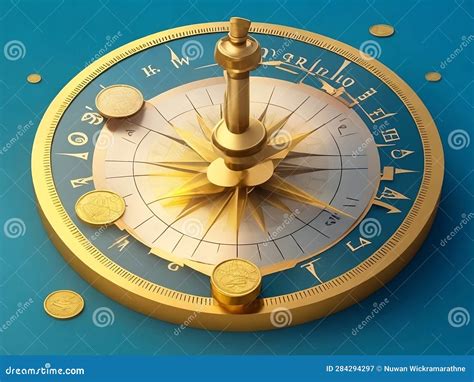 Money Compass Inspiring Ai Art Featuring A Coin Centered Compass Stock
