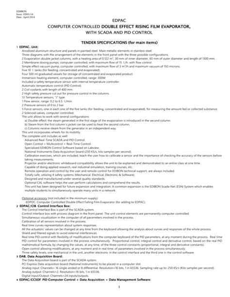 Edpac Computer Controlled Double Effect Rising Film Evaporator