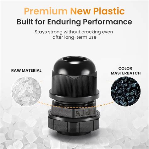 Etokfoks 12pcs 12 Npt Waterproof Ip68 Nylon Cable Gland Pass Through