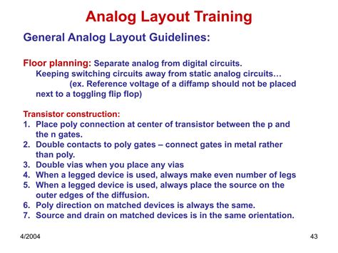 Analog Layout Basic Analog Layout Basic Analog Layout Basic Pptx Physics Science
