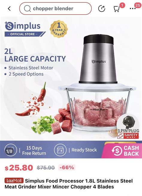 Simplus Food Processor Tv And Home Appliances Kitchen Appliances Juicers Blenders And Grinders