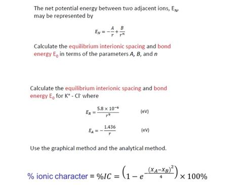 Solved The Net Potential Energy Between Two Adjacent Ions