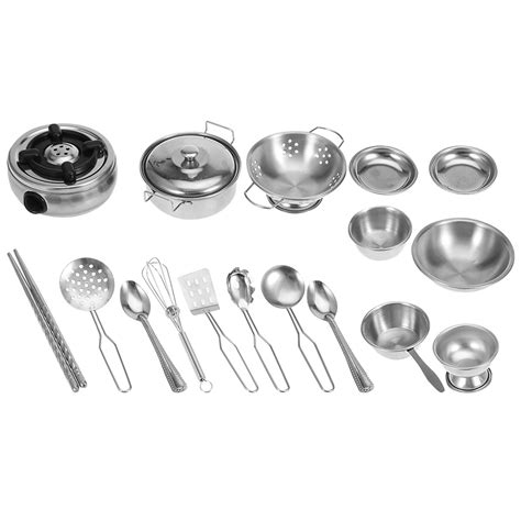Mini Stainless Steel Kitchen Toys Tiny Size Pretend Cooking Set Toys