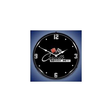 C2 Corvette Emblem Black Tie Led Lighted Wall Clock