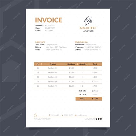 Free Vector Flat Architect Service Invoice Template