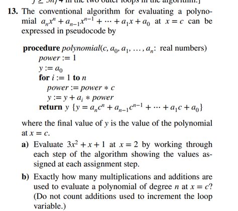 Solved The Conventional Algorithm For Evaluating A Chegg