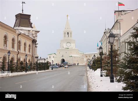 Spasskaya Tower Of Kazan Kremlin In Kazan Russia In A Winter Day