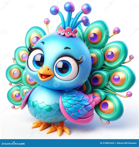 Funny Peacock Cartoon With Forest Landscape Background Royalty Free