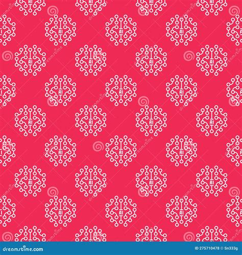 Ai Circuits Brain Vector Artificial Intelligence Concept Red Line Seamless Pattern Stock