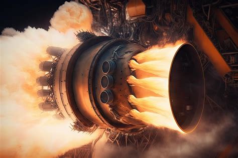 Premium Ai Image Closeup Of Rocket Engine Firing With Flames And