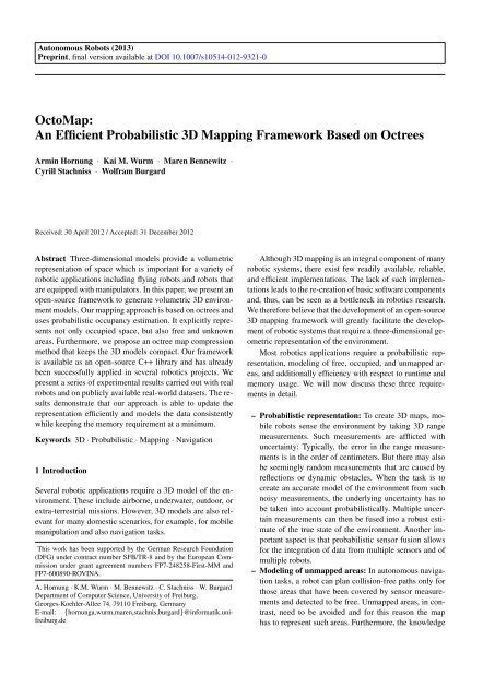 Octomap An Efficient Probabilistic D Mapping First Mm