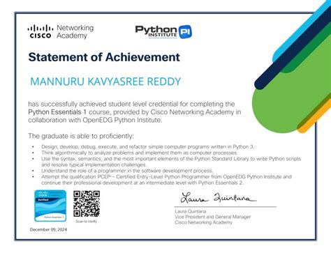 🚀 Excited To Share That Ive Successfully Completed The Python Essentials 1 Course By Cisco