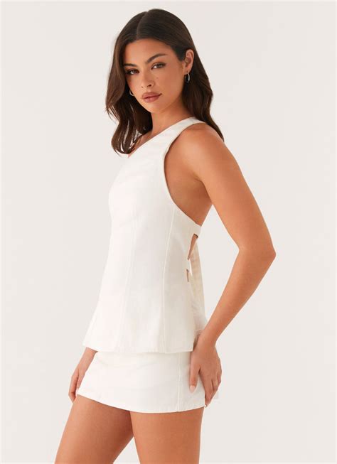 Maysa Low Rise Mini Skirt Ivory Peppermayo Uk