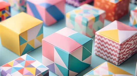 Geometric Pattern Packaging Boxes In Various Colors And Sizes Including