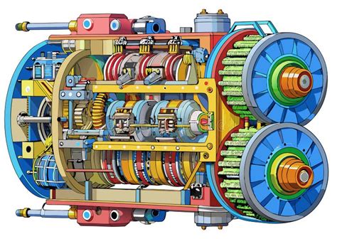 A Detailed Cutaway Diagram Of A Complex Machine Stock Image