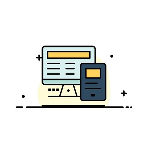 Computer Monitor Education Calculate Business Flat Line Filled Icon Vector Banner Template
