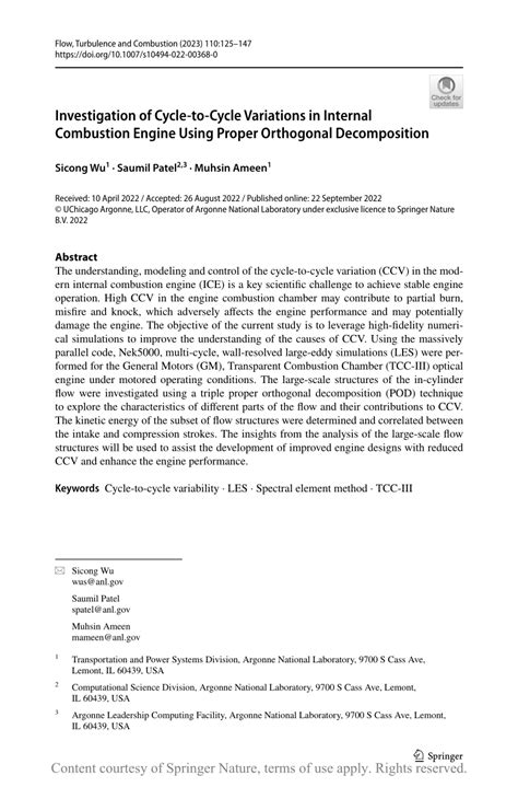 Investigation Of Cycle To Cycle Variations In Internal Combustion Engine Using Proper Orthogonal