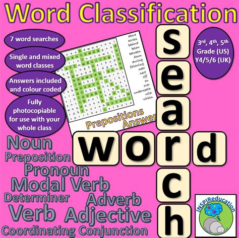 Word Classifications 7 Word Searches Exploring Different Word