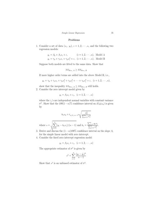 problems simple linear regression pdf linear regression ordinary least squares