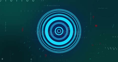 Digital Image Of Blue Round Scanners Against Data Processing On Blue Background Stock