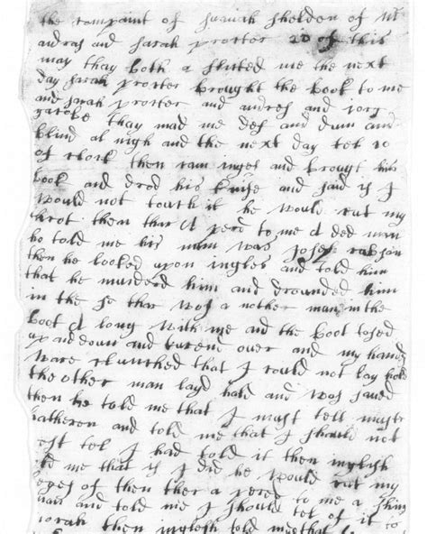 The Complaint Of Susannah Sheldon Of Salem Witch Hunt