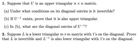 Solved Suppose That U Is An Upper Triangular N X N Chegg