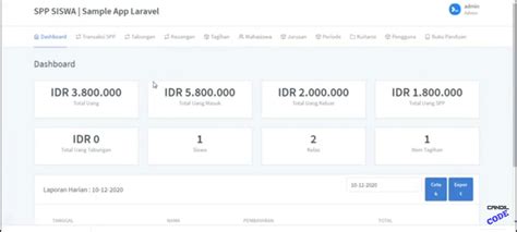 Source Code Aplikasi Web Pembayaran Spp Sekolah Berbasis Laravel Php
