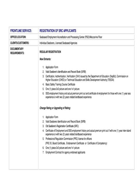 Fillable Online Poea Gov Frontline Service Registration Of Src Applicants Poea Poea Gov Fax