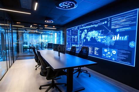 Modern Cybersecurity Center Monitoring Global Network Activity With
