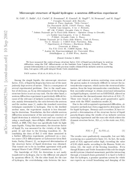 Pdf Neutron Diffraction Study Of Liquid Hydrogen