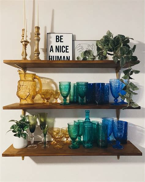 Colored Glassware Display Decor Dream House Decor Glassware Display