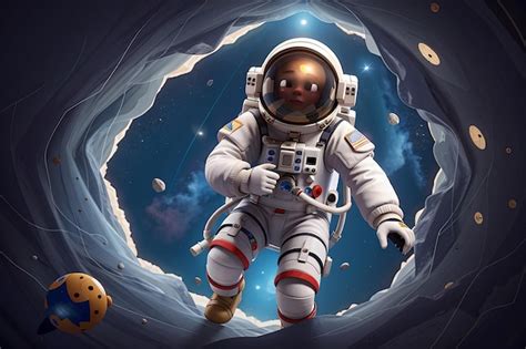 An Astronaut Climb Out From The Hole Of Spacevector Illustration