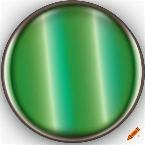 Green Striped Button On White Background