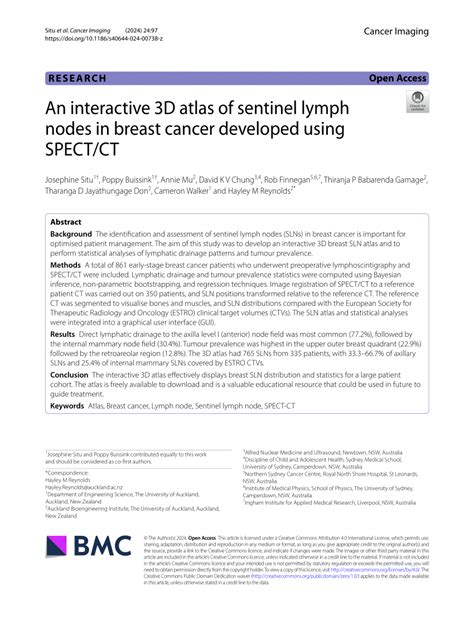 Pdf An Interactive 3d Atlas Of Sentinel Lymph Nodes In Breast Cancer