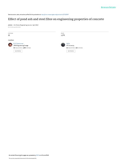 Effect Of Pond Ash And Steel Fibre On Engineering Pdf Concrete Strength Of Materials