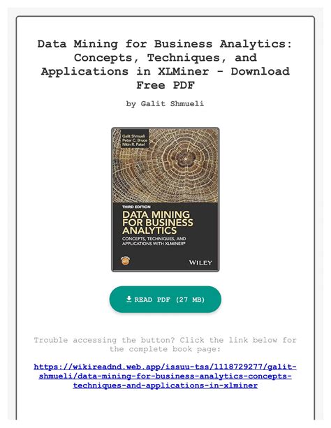 Pdf Data Mining For Business Analytics Concepts Techniques And Applications In Xlminer By