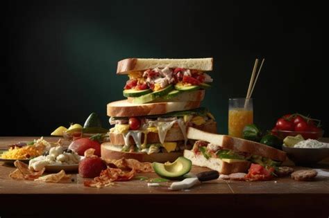 Sándwich Deconstruido Con Ingredientes A Un Lado Creado Con Ia