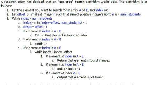 Solved A Research Team Has Decided That An Egg Drop Search Algorithm