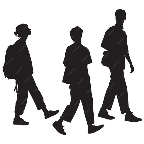 Siluetas Vectoriales De Personas Caminando Siluetas De Personas