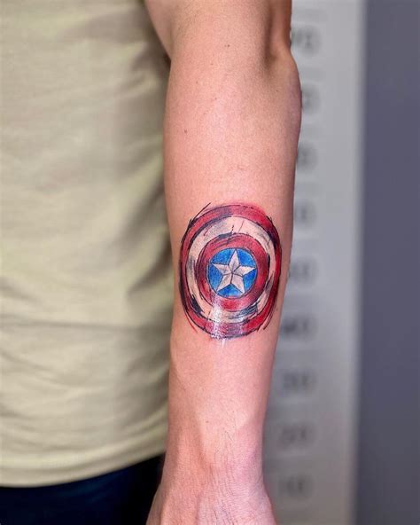Captain America Shield Tattoo Elbow Captain America Tattoo By Ben Tats