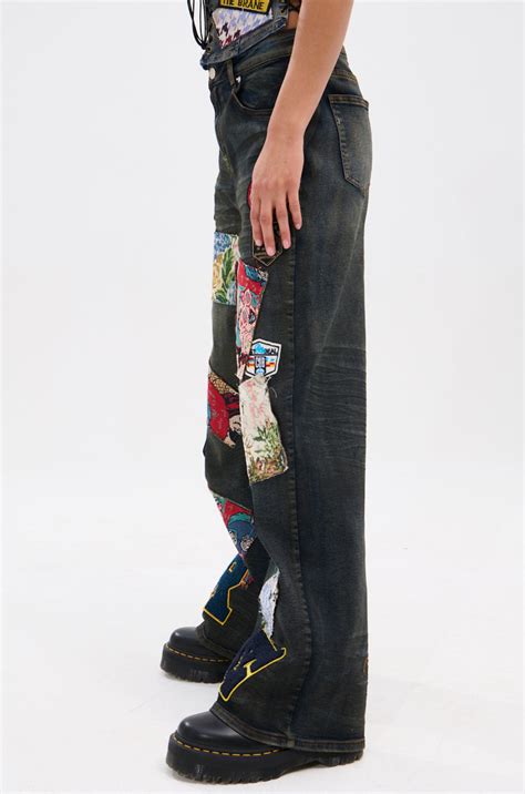 Arts And Crafts Patch Work Denim Pants Akira