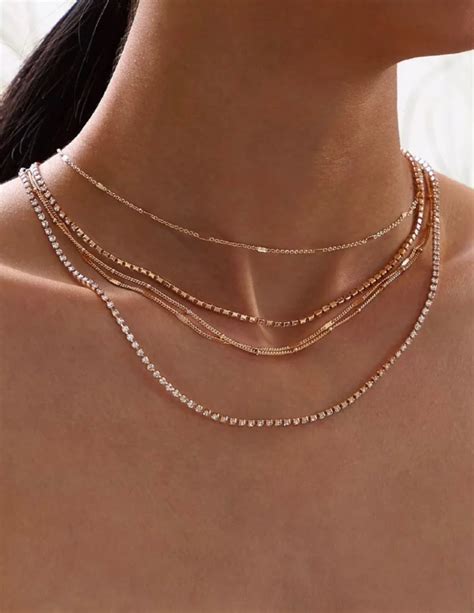 Gold And Rhinestone Layered Necklace Layered Choker Necklace Etsy
