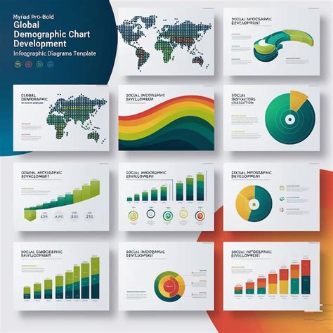 Dot Gradient Infographic Chart Design Template Set Global Demographic