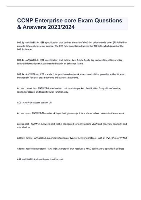 Ccnp Enterprise Core Exam Questions And Answers 2023 2024 Ccnp Enterprise Core Stuvia Us