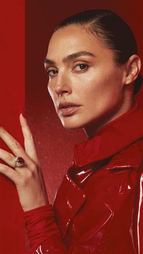 Gal Gadot In Red Dress Red Background Vogue Hong Kong Photoshoot