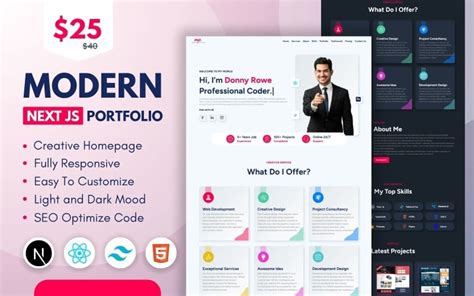 Modern Portfolio React Js Template Next Js Tailwind Css Responsive Html Template