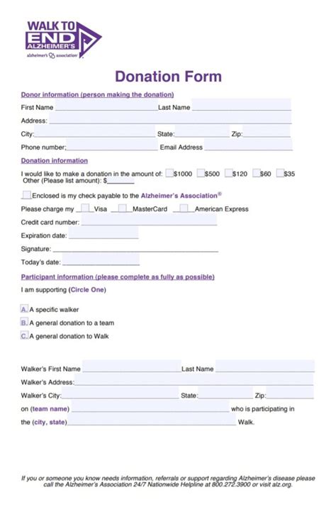 Printable Donation List Template